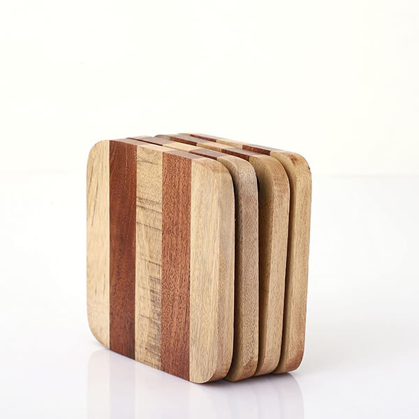 Buy Brown Customized Handmade Wood Drink Coasters Set with Holder ...