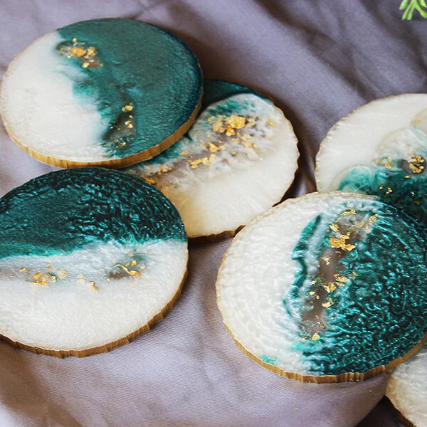 Buy Green White Customized Modern Coaster 4 Inches Set of 6 for Coffee ...