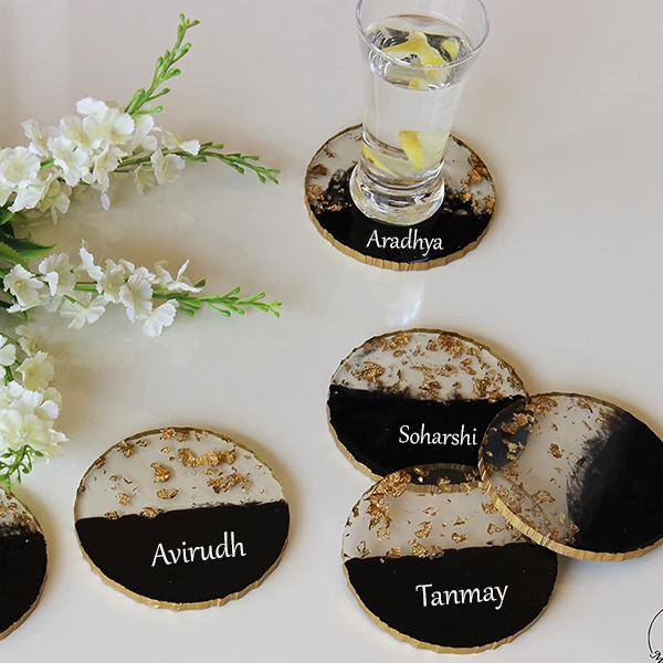Buy Black Customized Midnight Coaster 4 Inches Set of 6 forCoffee Table ...