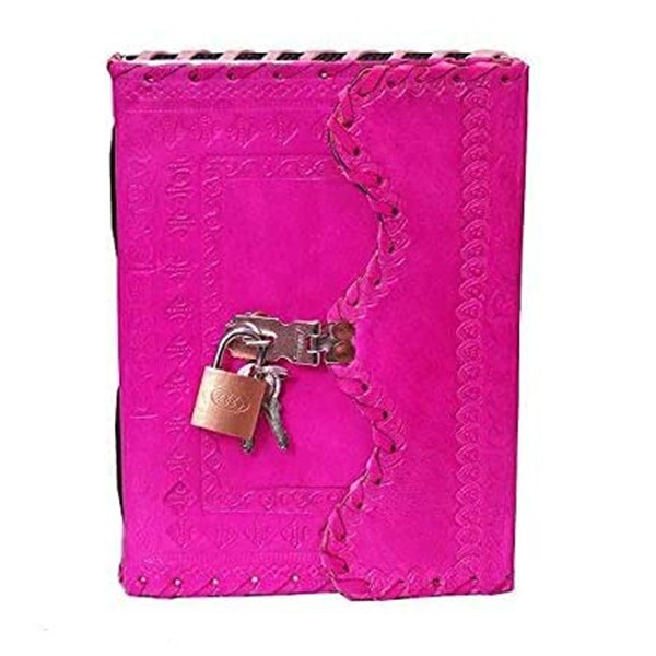 Buy Magenta Customized Leather Diary (7" x 5", 200 Unlined Handmade ...