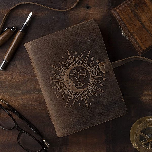 Buy Brown Customized Leather Diary Writing Notebook Travel Diary Online ...