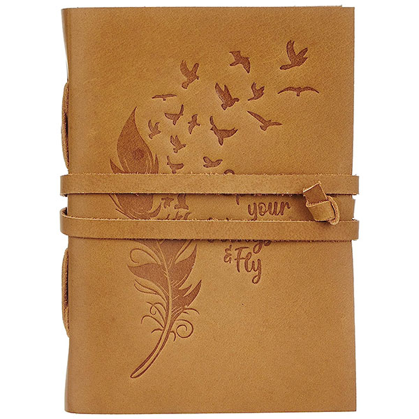 Buy Brown Customized Leather Diary Embossed with a Leaf and Quotes ...