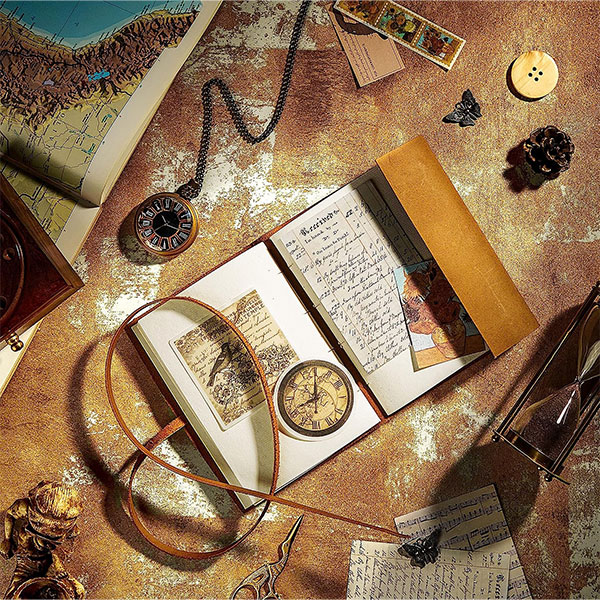 Buy Brown Customized Leather Diary Embossed with Lotus Design, (7x5 ...