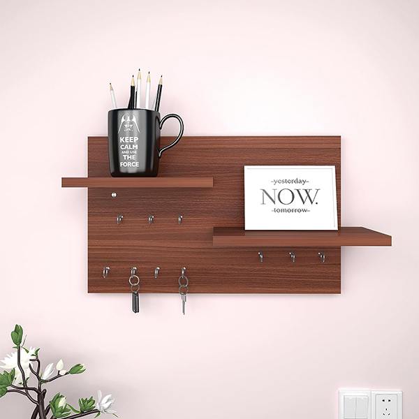 Buy Brown Customized Stylish Wooden Key Holder with Shelf (10 Hook ...