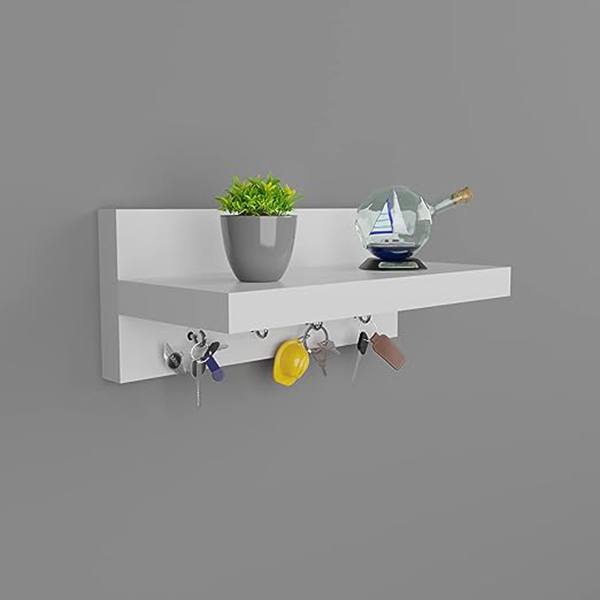 Buy White Customized Wood Wall Mounted Key Chain Holder with Key Knobs ...