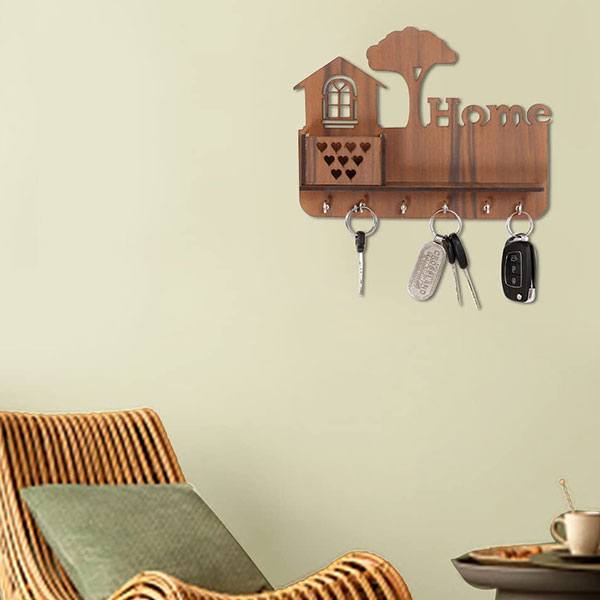 Buy Brown Customized Crafts MDF Wooden Key Holder for Home, Wooden Key ...