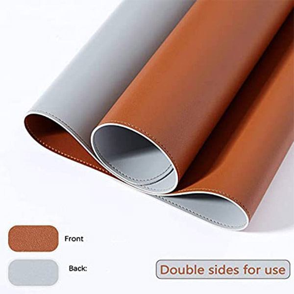 Buy Brown and Grey Customized Vegan Leather Desk Pad, Mouse Pad, Office ...