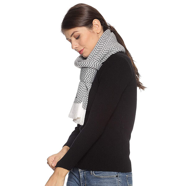 Buy Grey & White Customized Knitted Warm Muffler Online | yourPrint