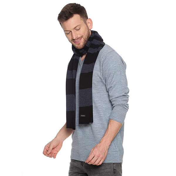 Buy Black Striped Customized Winter Wear Knitted Muffler Online | yourPrint