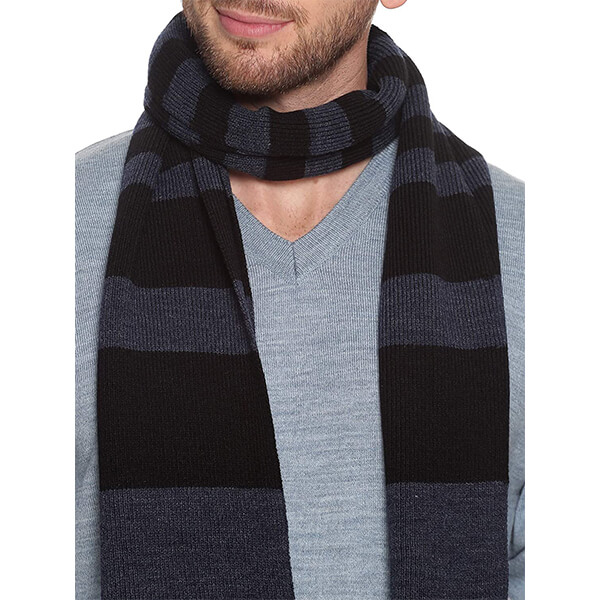Buy Black Striped Customized Winter Wear Knitted Muffler Online | yourPrint