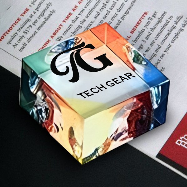 Buy Multicolor Customized Crystal Paper Weight for Office Table | yourPrint