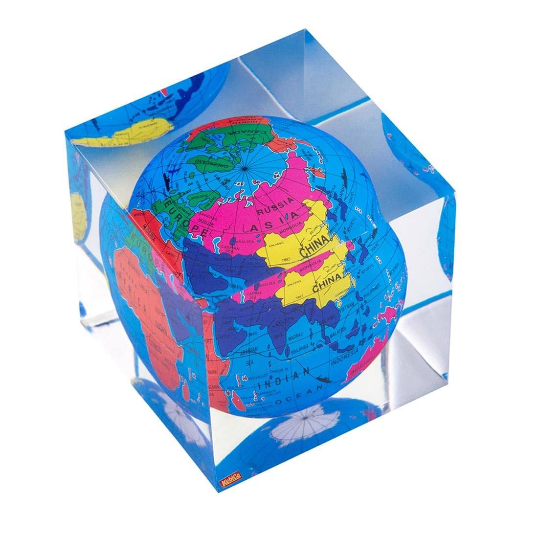Buy Transparent Customized Globe Cube Shaped Paper Weight (Size - 2 Inch) | yourPrint