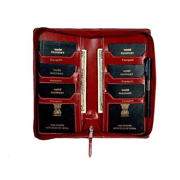 Buy Cherry Red Customized RFID Safe 6 Passport Holder, 8 Slots Online ...
