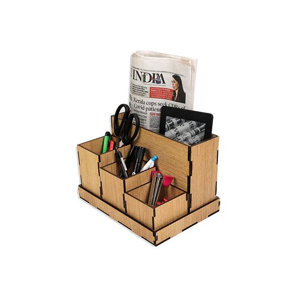 Buy Brown Customized Multipurpose Wooden Desk Organizer | Storage Box ...