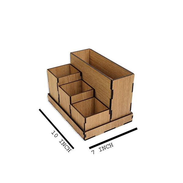Buy Brown Customized Multipurpose Wooden Desk Organizer | Storage Box ...