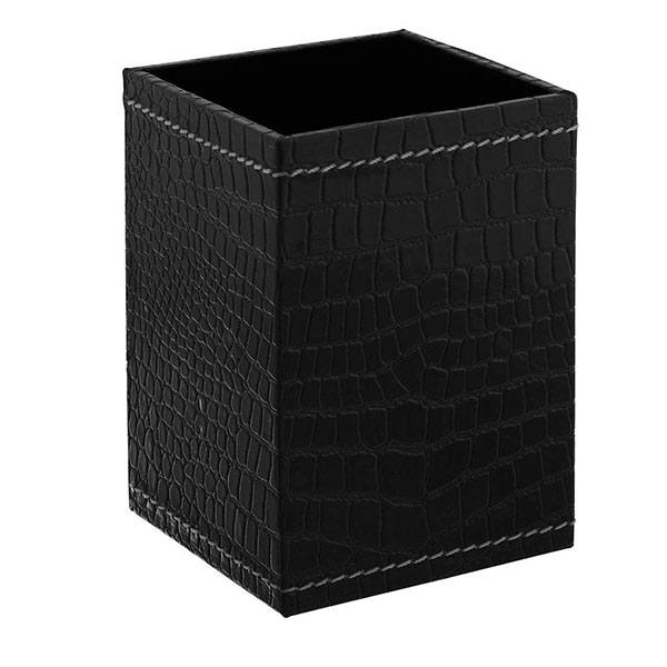 Buy Black Customized Leather Square Pen/Pencil Multi Purpose Stand For ...