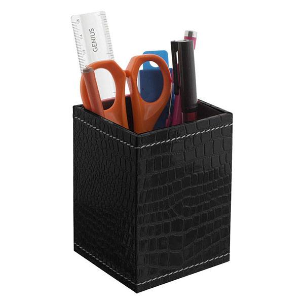 Buy Black Customized Leather Square Pen/Pencil Multi Purpose Stand For ...