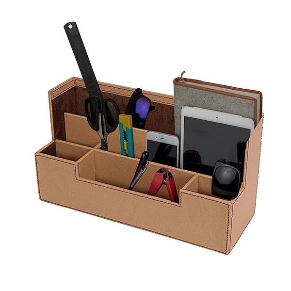 Buy Light Brown Customized Hand Crafted Wooden Desk Organiser For Pen ...