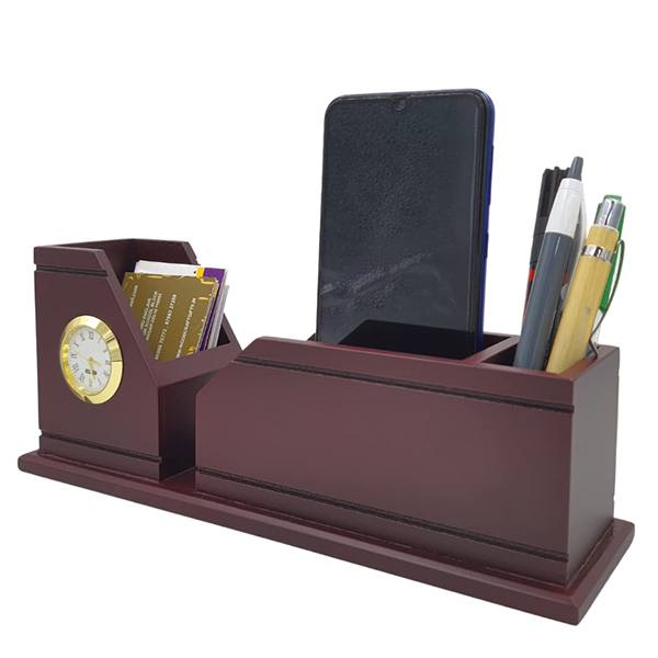 Buy Brown Customized Wooden Pen Stand for Office Table, Wooden Pen ...