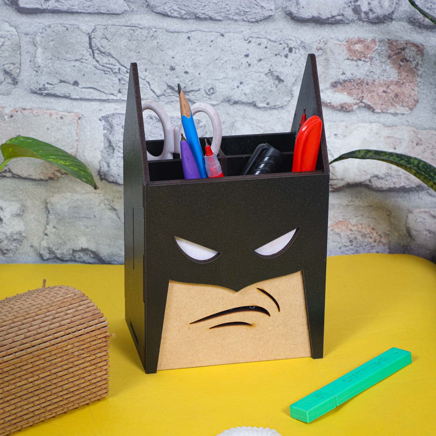 Buy Black Customized Pen Stand With Stationary, Scissor And Remote ...