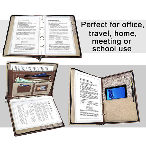 Buy Brown Customized Leather Professional 4 Ring Files and Folders ...