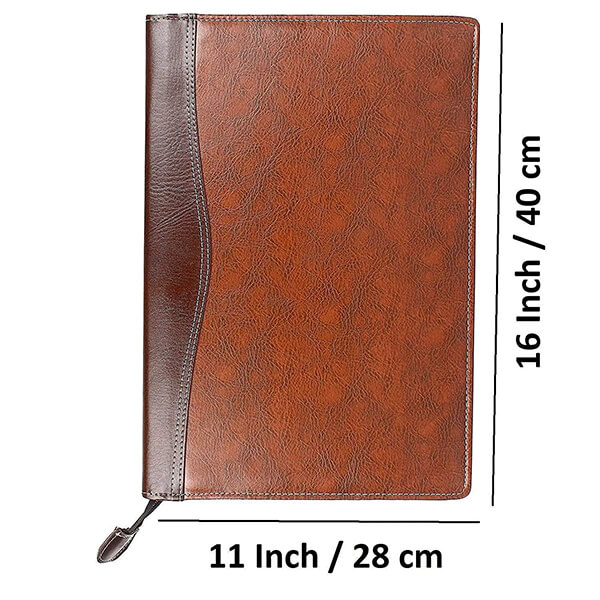 Buy Brown Customized PU Leather Zip File and Folder, B4 Size with 20 ...
