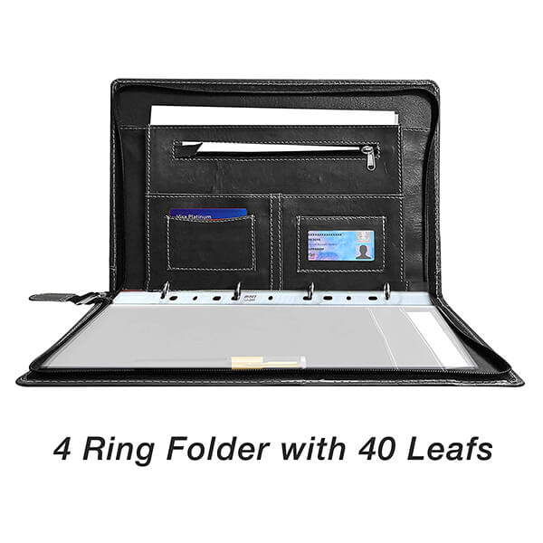 Buy Black Customized Leather Multipurpose 4 Ring File Folder with 40 ...