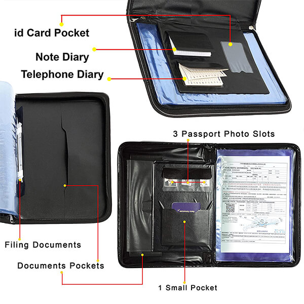 Buy Grey Customized PU Leather Multipurpose 24 File Sleeve A4 ...