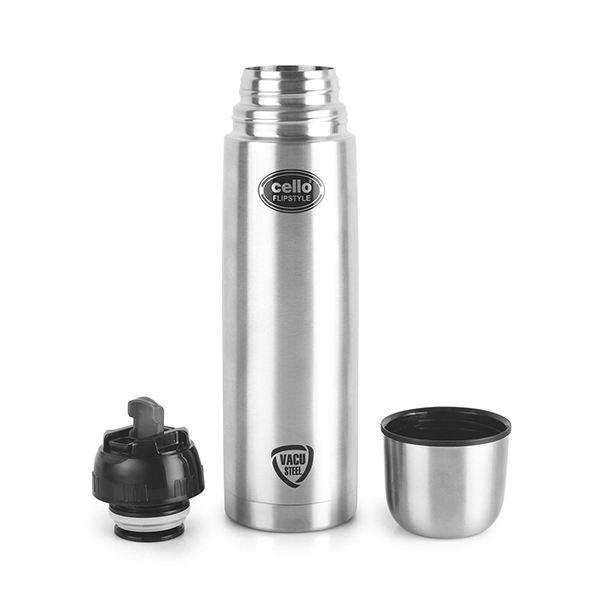 Buy Silver Customized Cello Flip Style Stainless Steel Bottle, 500ml ...