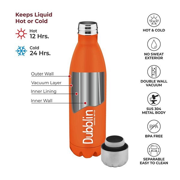 Buy Orange Customized Stainless Steel Double Wall Vacuum Insulated, BPA ...