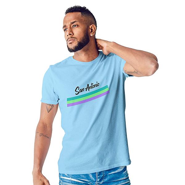 Buy Sky Blue Customized San Antonio Design Graphic Printed T-Shirt for ...