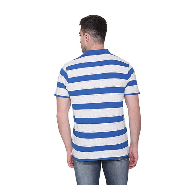 Buy Blue with White Line Customized Polo T-Shirt for Men with Pocket ...