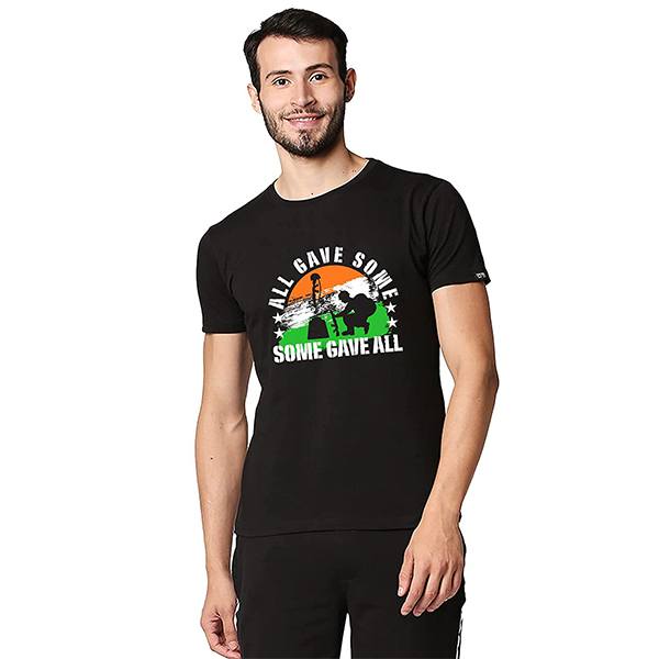 Buy Black Customized Men's Cotton Army Design Graphic Printed T-Shirt ...