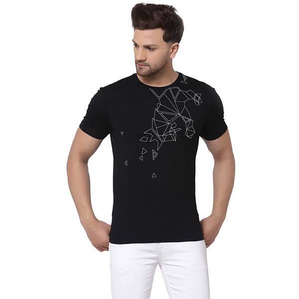 Buy Black Customized Men's Line Art Design Graphic T-Shirt | yourPrint