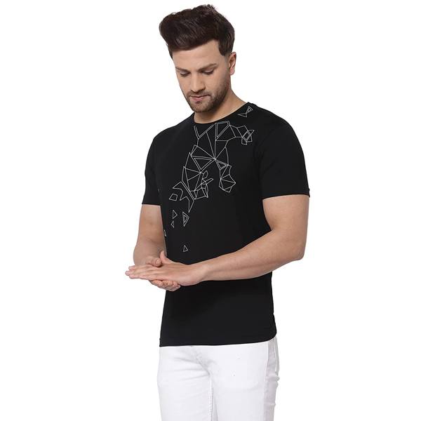 Buy Black Customized Men's Line Art Design Graphic T-Shirt | yourPrint