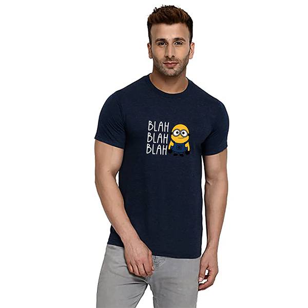 Buy Navy Blue Customized Blah Blah Blah Graphic Printed Cotton T-Shirt ...