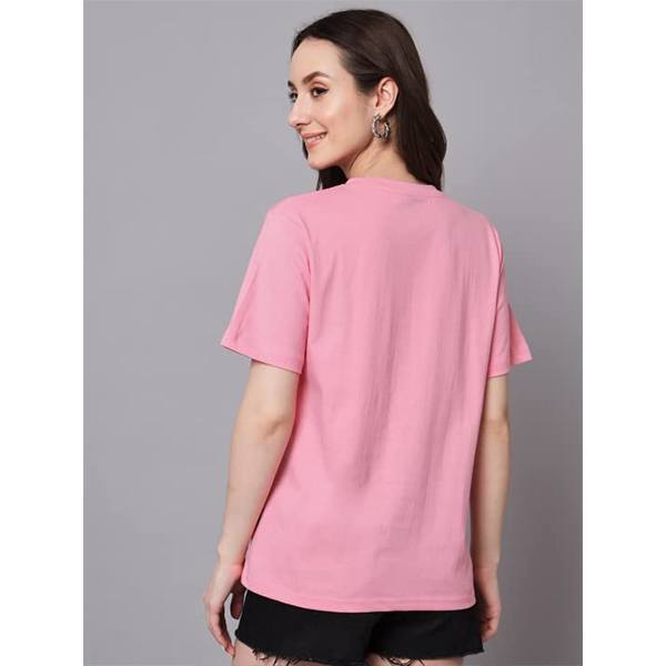 Buy Pink Customized Women's Cotton Cartoon GraphicPrinted Oversized T ...