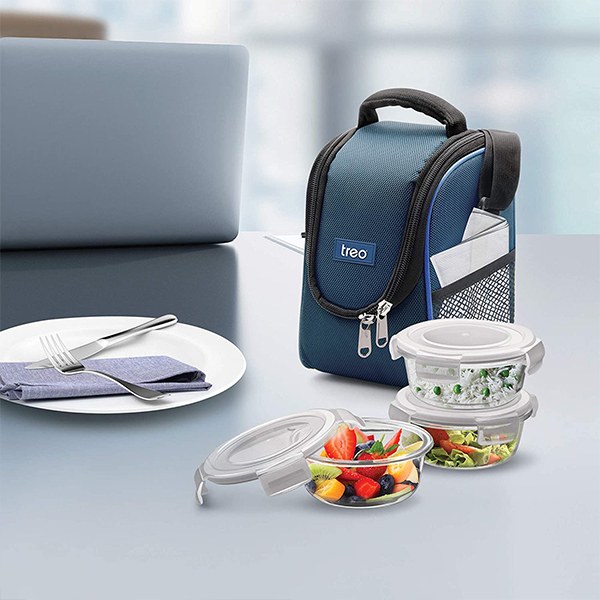 Buy Blue Customized Treo by Milton Round Glass Tiffin Box with Cover ...