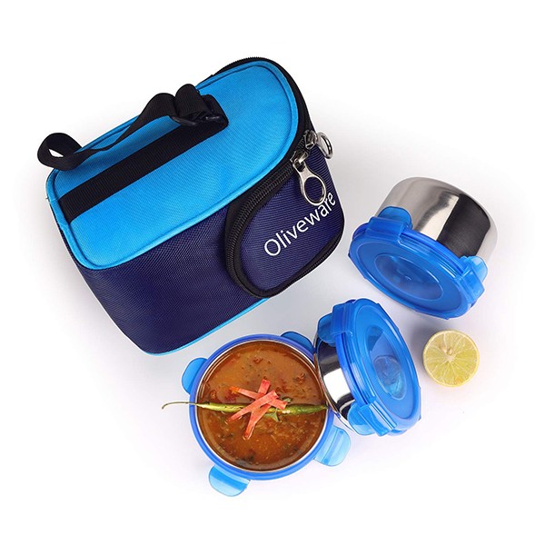 Buy Blue Customized Oliveware Lunch Box, Stainless Steel Range, 3 Air ...