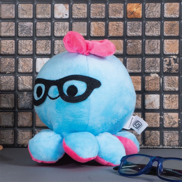 Buy Sky Blue Customized Octopus With Spectacles Bow Stuffed Soft Kids ...