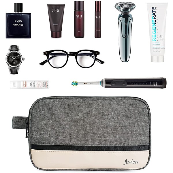Buy Grey Customized Travel Pouch Shaving Kit Bag Cosmetic Makeup Pouch ...