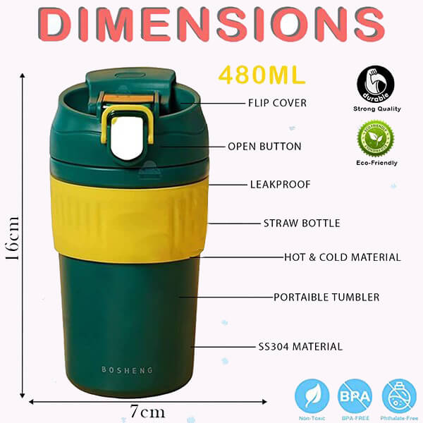 Buy Green Customized Vacuum Insulated Stainless Steel Travel Mug, 480 ...