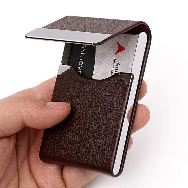 Buy Brown Customized Leather Visiting Card Wallet | yourPrint