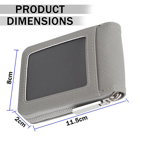 Buy Grey Customized PU Leather Visiting Card Holder Money Wallet Zipper ...