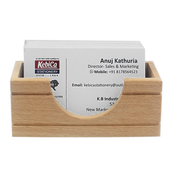 Buy Light Brown Customized Wood Handmade Visiting Card Holder Stand ...