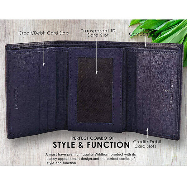 Buy Blue Customized WildHorn RFID Protected Genuine Leather Wallet ...