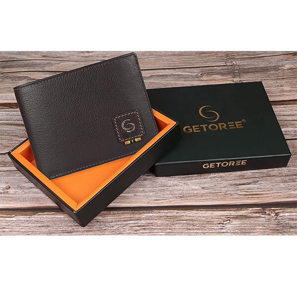 Buy Brown Customized GETOREE Florence RFID Blocking Leather Men's ...