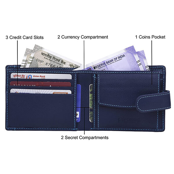 Buy Blue Customized Urban Forest RFID Blocking Leather Wallet for Men ...