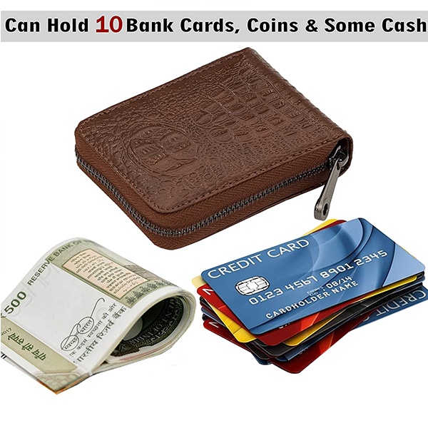 Buy Brown Customized 10 Slot PU Leather Textured Vertical Credit Debit ...